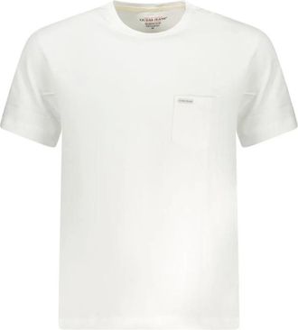 Guess Homme, Tops, Blanc, Taille: XL T-shirt en Coton Blanc &agrave; Col Rond