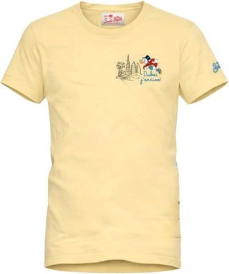 MC2 Saint Barth Homme, Tops, Jaune, Taille: M Portofino Cotton Front Print T-Shirt