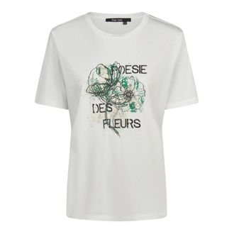 Marc Aurel T-Shirt mit Design-Motiv und glitzerndem Schriftzug - - Tops - Damen - Wei&szlig; - S
