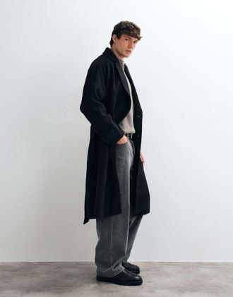 Asos Oversize-Mantel mit G&uuml;rtel in Schwarz