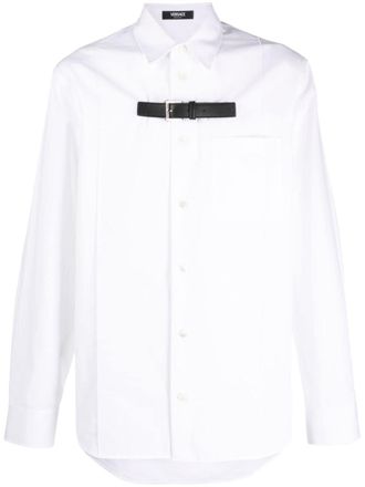 Versace chemise en coton &agrave; d&eacute;tail de sangle - Blanc