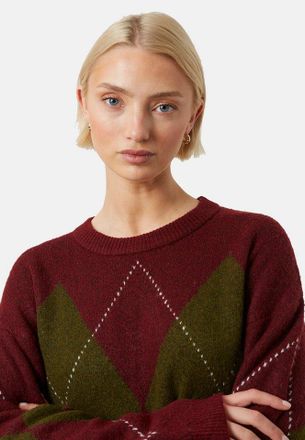 Brave Soul Strickpullover Damen-Strickpullover mit Rundhalsausschnitt und Argyle-Muster
