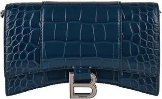 Balenciaga Crossbody Bags - Crocodile-Embossed Calf Leather Hourglass Wallet O - Gr. unisize - in Schwarz - f&uuml;r Damen