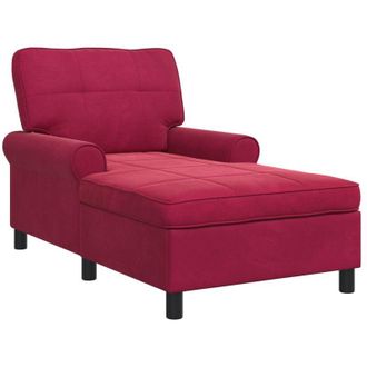 vidaXL vidaXL Chaise longue avec coussin Bordeaux 91 x 157 x 91 cm Velours