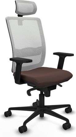 Piqueras y Crespo Stuhl mit R&uuml;ckenlehne aus Netzgewebe mit 2D-Armlehnen, h&ouml;henverstellbare Lendenwirbelst&uuml;tze und Kopfteil, h&ouml;henverstellbar und neigbar. Ausgestattet m