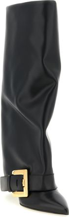 Balmain Womens Black Calfskin Over The Knee Shoe