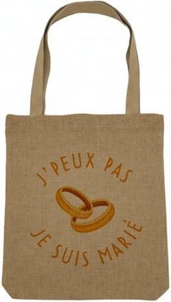 Fabulous Sac Shopping Tote Bag Aspect Lin - JPeux Pas Je suis Mari&eacute; Mariage Epoux - Sac de Courses Toile Epaisse 360g Beige Naturel Cabas Port&eacute; Epaule Solide I