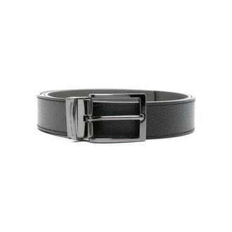Emporio Armani Homme, Accessoires, Noir, Taille: ONE Size Ceinture réversible en cuir grainé avec boucle canon de fusil