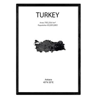 Nacnic Poster T&uuml;rkei. Bl&auml;tter von L&auml;ndern und Kontinenten. A3 Gr&ouml;&szlig;e