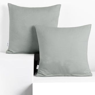 Decoking 2 Kissenbezüge 80x80 cm Jersey 100% gekämmte Baumwolle Reißverschluss Stahl Amber