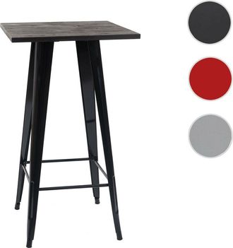 Mendler Table haute HWC-A73 avec plateau en bois, table de bar, design industriel en métal 107x60x60cm - rouge