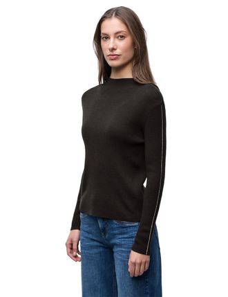 Street One Damen 3016780 Pullover in Rippstruktur, Darkest Brown, 42