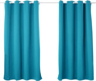 Woltu 2er Set Gardinen mit Ösen, Verdunklungsvorhang für Wohnzimmer Schlafzimmer, Blickdicht, gegen Kälte und Hitze, 250g/m² Dicke, Türkis