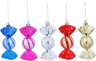 WINOMO 5pcs Weihnachts-Süßigkeiten-Ornamente: Glitzernde Zuckerstangen-Hängeornamente für Weihnachtsbaum, Pfefferminz-Ornamente für Weihnachtsfeier-Dekoratio
