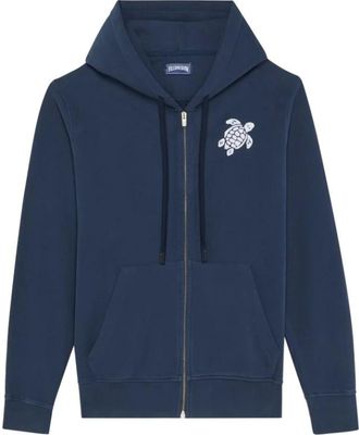 Vilebrequin Homme, Sweatshirts et sweats &agrave; capuche, Bleu, Taille: XL Cotton Full Zip Sweat &agrave; capuche Big Turtle Embroidery