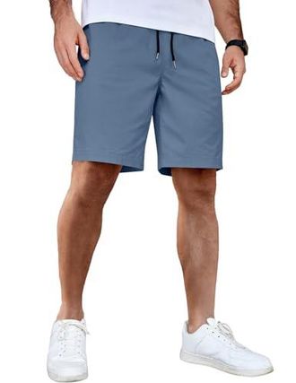 Coofandy Short d&eacute;t&eacute; d&eacute;contract&eacute; en coton avec cordon de serrage pour homme avec poches, bleu fonc&eacute;, 3XL