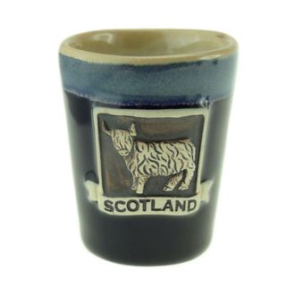 Glen Appin of Scotland Blue Highland Cow Schnapsglas aus Steingut, PT3010-Blau