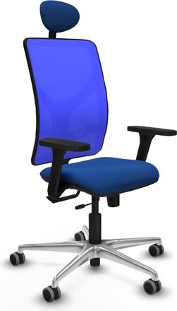 Piqueras y Crespo B&uuml;rostuhl mit 3D-Armen, h&ouml;henverstellbarer Lendenwirbelst&uuml;tze und festem Kopfteil, ausgestattet mit Syncro/Traslack und Schneideschaum, Blau/Blau