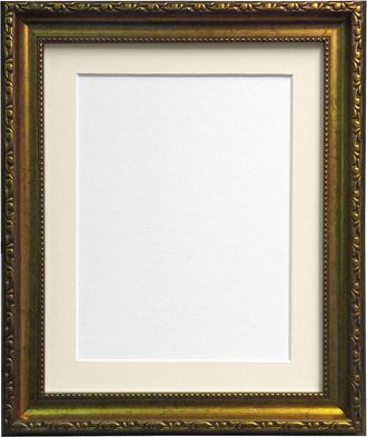Frames by Post Bilderrahmen mit elfenbeinfarbenem Passepartout, Shabby-Chic-Stil, 60 x 80 cm, für Bildgröße 50 x 70 cm, goldfarben (Kunststoffglas)