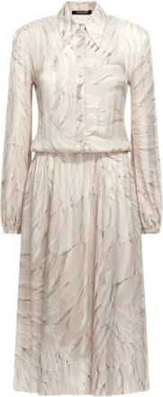 Roberto Cavalli Ice Feathers Print Midi Kleid - - Dresses - Damen - Wei&szlig; - XS