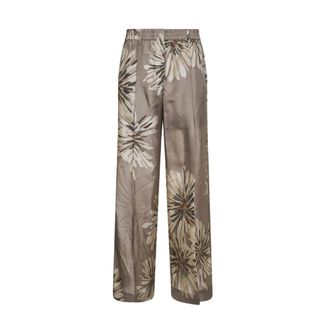 Brunello Cucinelli Femme, Pantalons, Vert, Taille: 38 FR Bloom Print Pongee Pantalons