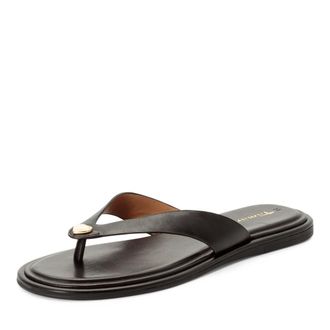 Tamaris Damen Zehentrenner Pantolette flach Leder, schwarz, 41 EU