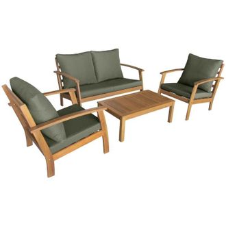 Sweeek Gartenlounge-Set f&uuml;r 4 Personen Holzfarben / Khaki