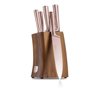 Berlinger Haus Messerset 6-tlg. | Akazienholz-Ständer Taupe Collection | Edelstahlklingen | Hochwertig & langlebig | Elegantes Design