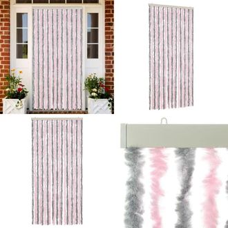 vidaXL Fliegenvorhang Silbergrau und Rosa 90x220 cm Chenille - Fliegenvorhang - Insektenschutz - Türvorhang - Sommergarten - Balkon - Home & Living