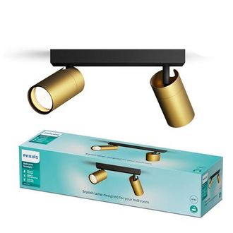Philips Idris LED 2er Spotleuchte, GU10 Lampe nicht enthalten, Messing, IP44, wasserfest, Gold