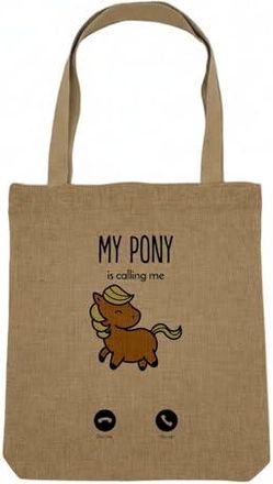 Fabulous Sac Shopping Tote Bag Aspect Lin - My Pony Is Calling Me Animals Cute - Sac de Courses Toile Epaisse 360g Beige Naturel Cabas Port&eacute; Epaule Solide Impr