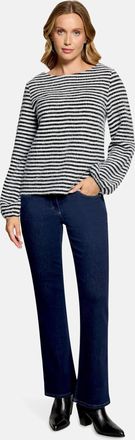 Betty Barclay Sweatshirt BETTY BARCLAY Damen mit Kordelzug, Damen, Gr. 36, schwarz-wei&szlig; (wei&szlig;, schwarz), Steppware, Obermaterial: 48% Polyester, 30% Polyamid, 22% V