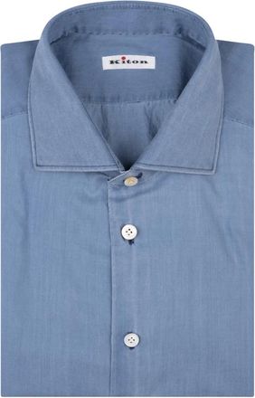 Kiton Homme, Chemises, Bleu, Taille: 3XL Chemise en coton