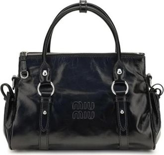 Miu Miu Gl&auml;nzende Lederhandtasche - - Bags - Damen - Schwarzk - ONE SIZE