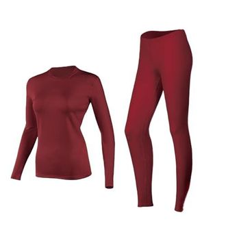 Generic Chemise thermique &agrave; manches longues doubl&eacute;e en polaire pour femme, sous-v&ecirc;tement doux &agrave; col rond, couche de base l&eacute;g&egrave;re, bordeaux, XXL