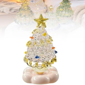 Generic Handgefertigter, drehbarer Weihnachtsbaum aus Glas, Weihnachtsbaum-Skulpturen, Mini-Drehweihnachtsbaum for Zuhause, Büro und als Weihnachtsdekoration,