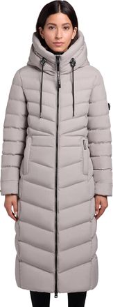Khujo Damen extralanger Wintermantel warmer Steppmantel mit hohem Kragen und Kapuze Ingram4-YM Blizzard Grey Gr. XS