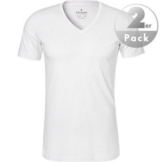 Ragman Herren T-Shirts wei&szlig; Baumwolle