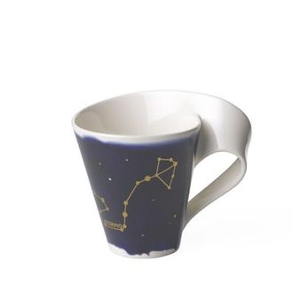 Villeroy & Boch NewWave Stars Mug avec anse, tasse élégante à motif Scorpion, porcelaine premium, adapté au lave-vaisselle, blanc/bleu, 300 ml