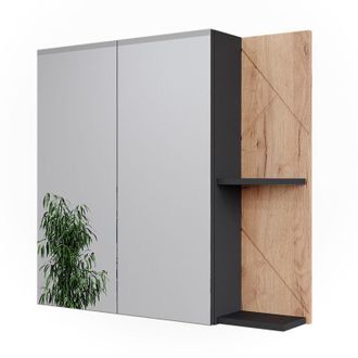 Vicco Badspiegelschrank Irma, Anthrazit/Goldkraft Eiche, 80 x 75 cm