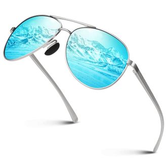 CGID Sonnenbrille Herren Pilotenbrille Pr&auml;mie Al-Mg Metall Rahmen Polarisiert Fliegerbrille UV400 Schutz CAT3 CE Fahren Angeln