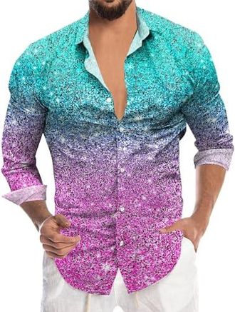Generic 2025 Nouvelles Chemises Chemise Boutons Slim Hauts Classique Blanche Homme Fit-Blouse De Travail Revers Disco Party Veste Tops Christmas/Regular