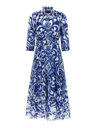 Samantha Sung Robe Au Genou - Bleu