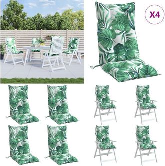 vidaXL Coussins de chaise &agrave; dossier haut lot de 4 mod&egrave;le de feuille - Coussins De Chaise - Coussins Exterieurs - Coussins D&eacute;coratifs - Cushions De Jardin