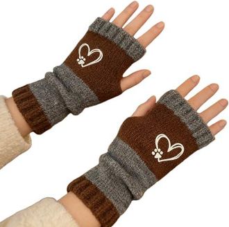 Generic Mitaines en tricot - Moufles coupe-vent en forme de coeur brod&eacute; - Mitaines tricot&eacute;es | Pour cyclisme, p&ecirc;che, conduite, camping, moto, &eacute;quitation, rand