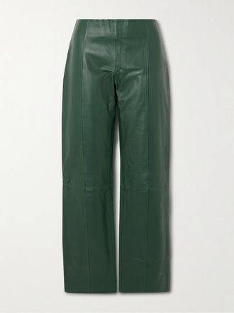 St.Agni Pantalon Droit En Cuir - Vert