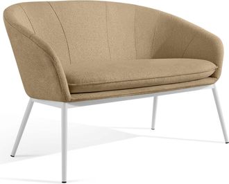 Konsimo Solis Gartensofa 2-Sitzer - wetterbest&auml;ndige Loungesofa, wasserabweisender Stoff, modernes Garten Sofa aus EU, 118 x 76 x 66 cm (gewebter Stoff, beige