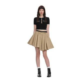 Self Portrait Femme, Jupes, Brun, Taille: 36 FR Mini-jupe en coton