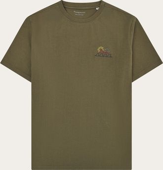 Knowledge Cotton Apparel Herren vegan T-Shirt Chest Print Burned Olive