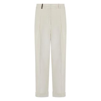 PESERICO Femme, Pantalons, Blanc, Taille: 42 FR Pantalon en velours c&ocirc;tel&eacute;